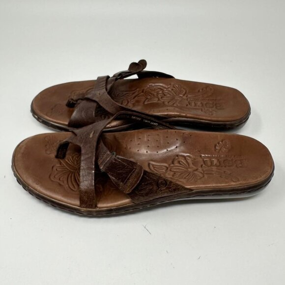 Born | Shoes | Born Womens Leather Thong Slides Sandals Size 6m Brown ...